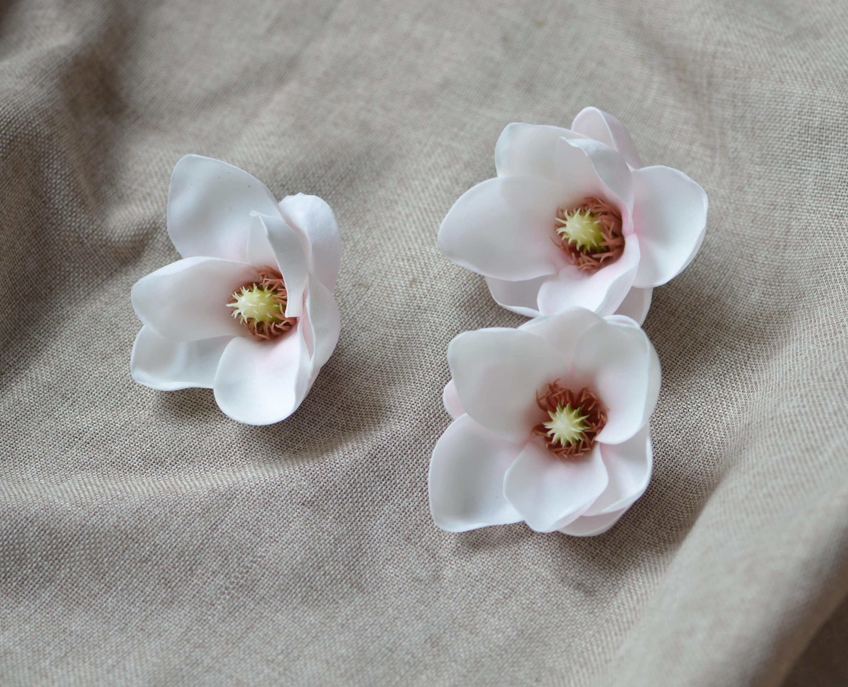 Real Touch Magnolias Heads PU Magnolias Cake Toppers DIY Wedding ...