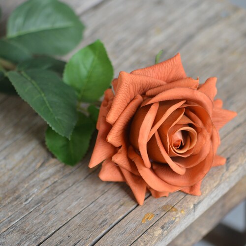 Burnt Orange Real Touch Silk Roses DIY Silk Bridal Bouquets - Etsy