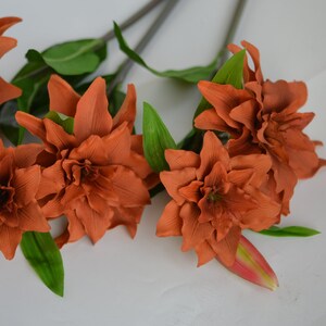Burnt Orange Garden Lily, Real Touch Rust Lily, Artificial Fall ...