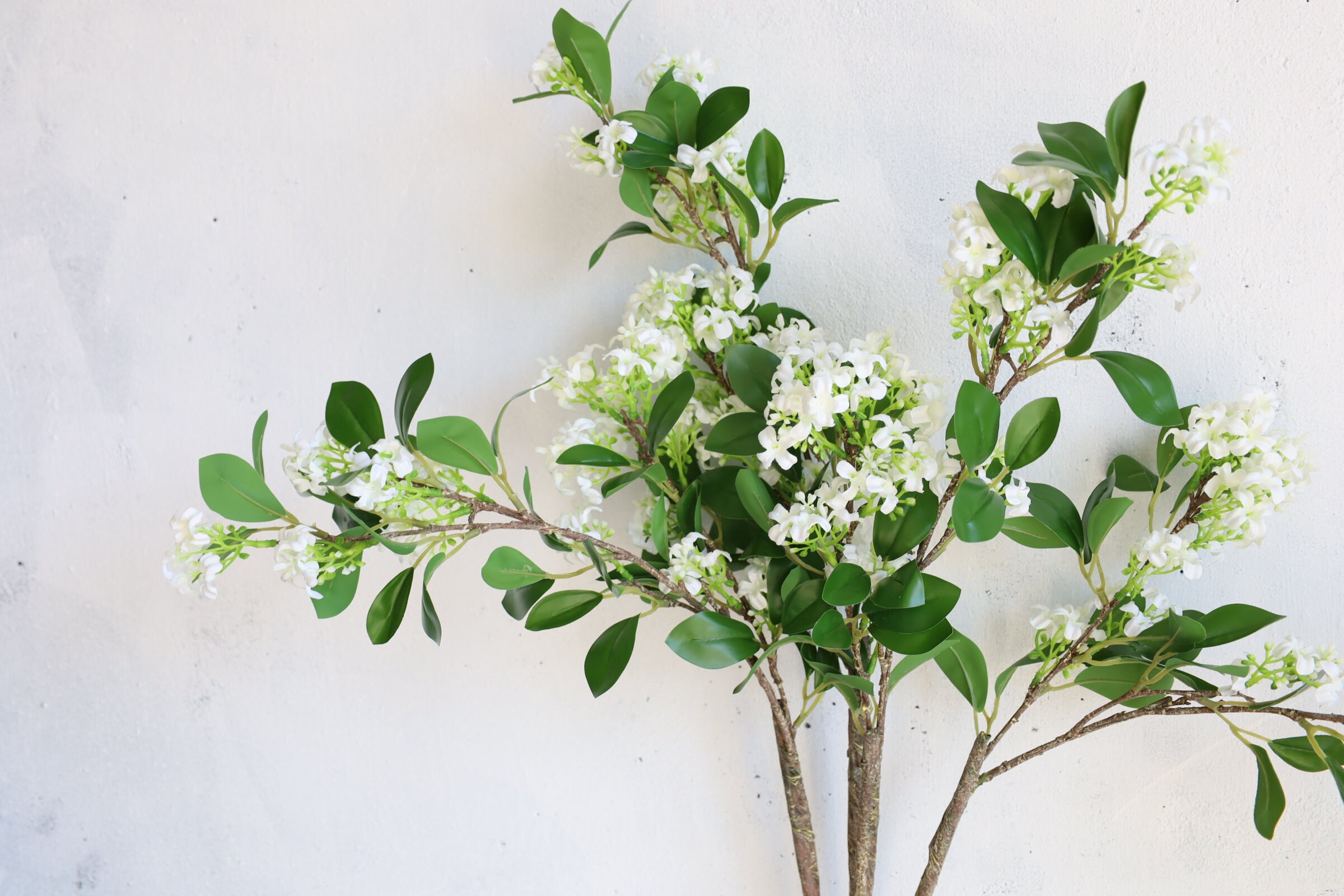 28" Cream Artificial Lilac Blossom Branch With Leaves, Faux Spring ...