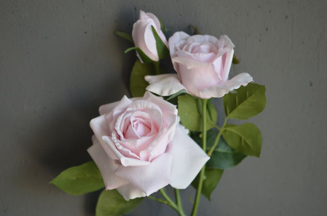 29.5" Real Touch Artificial Light Pink Rose, Baby Pink/pale Pink, Luxry ...