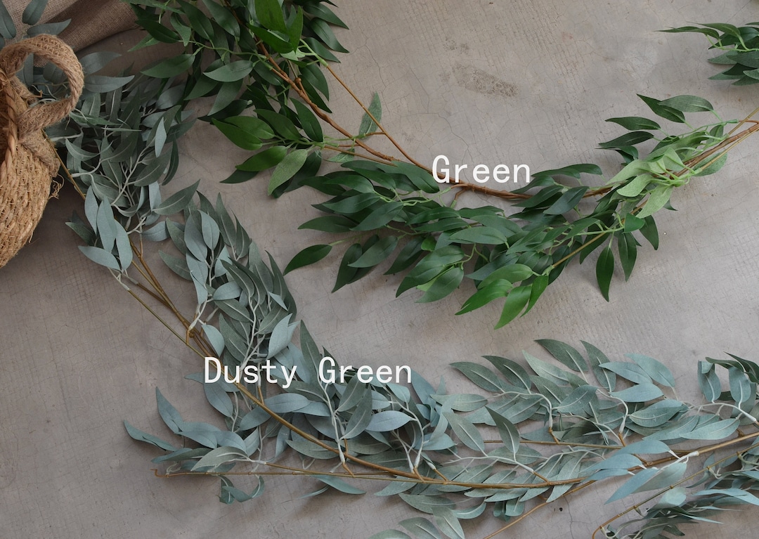 65“ Faux Green Willow Vine, Artificial Willow Decorative Leaf, Fake ...