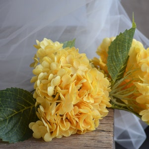 20" Real Touch Huge Yellow Hydrangea Stem, Luxry Realistic Artificial ...