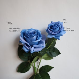 17" Dusty Blue Real Touch Faux Roses, DIY Florals Supply | Wedding/home ...