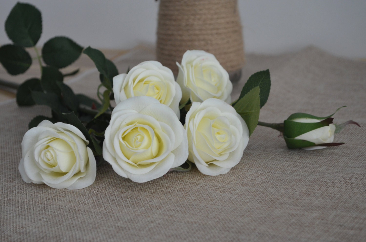 6 Heads Small Roses Real Touch Roses Ivory Roses Spray | Etsy