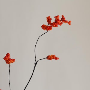 37" Faux Red/orange Berry Branch, Decorative Berry Stem, Minimalist ...