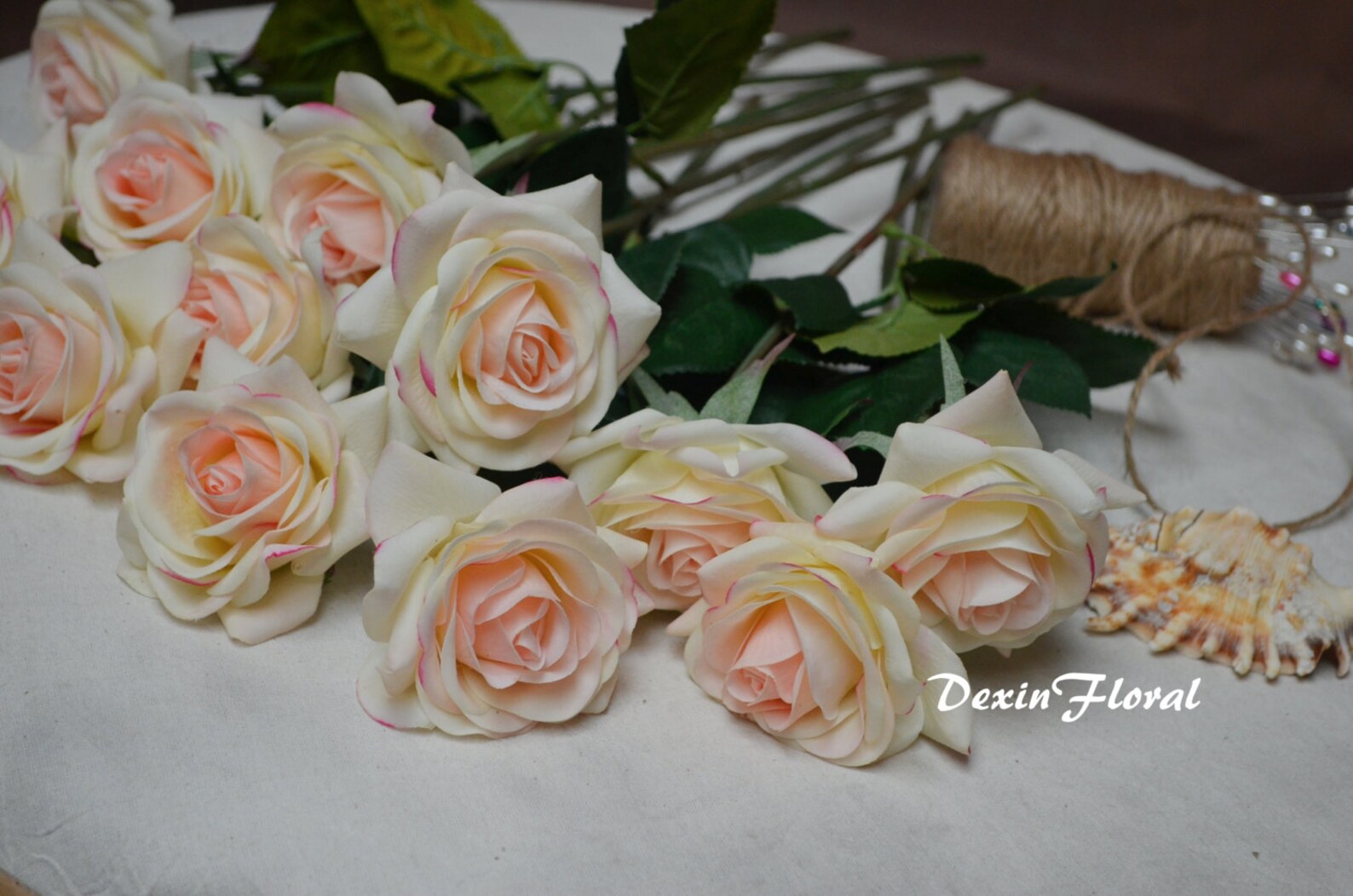 Ivory Blush Pink Real Touch Latex Roses DIY Wedding Flowers | Etsy
