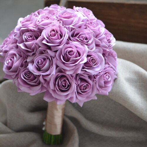 Mauve Roses Bridal Bouquet Real Touch Roses Mauve Blush - Etsy