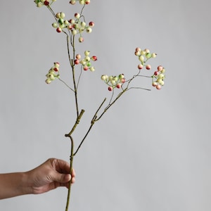 29" Faux Cranberry Branch, Decorative Cranberry Stem, Minimalist Style ...