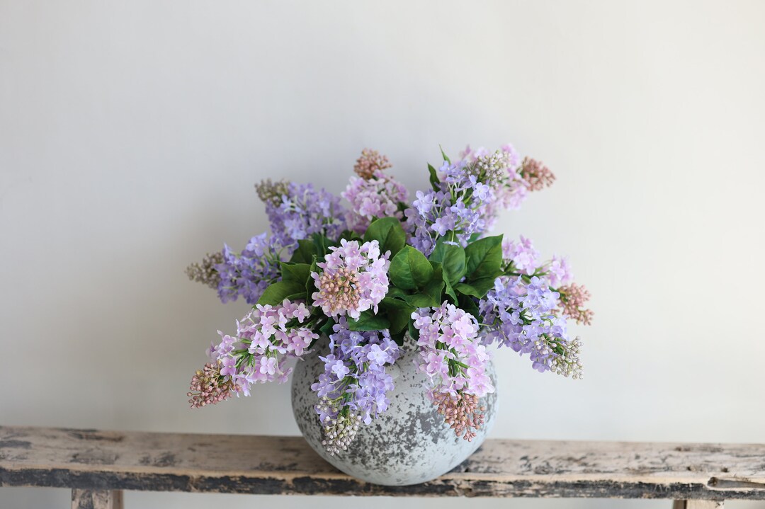 24.4" Faux Lilac Blossom Branch, High-quality Artificial Spring Flower ...