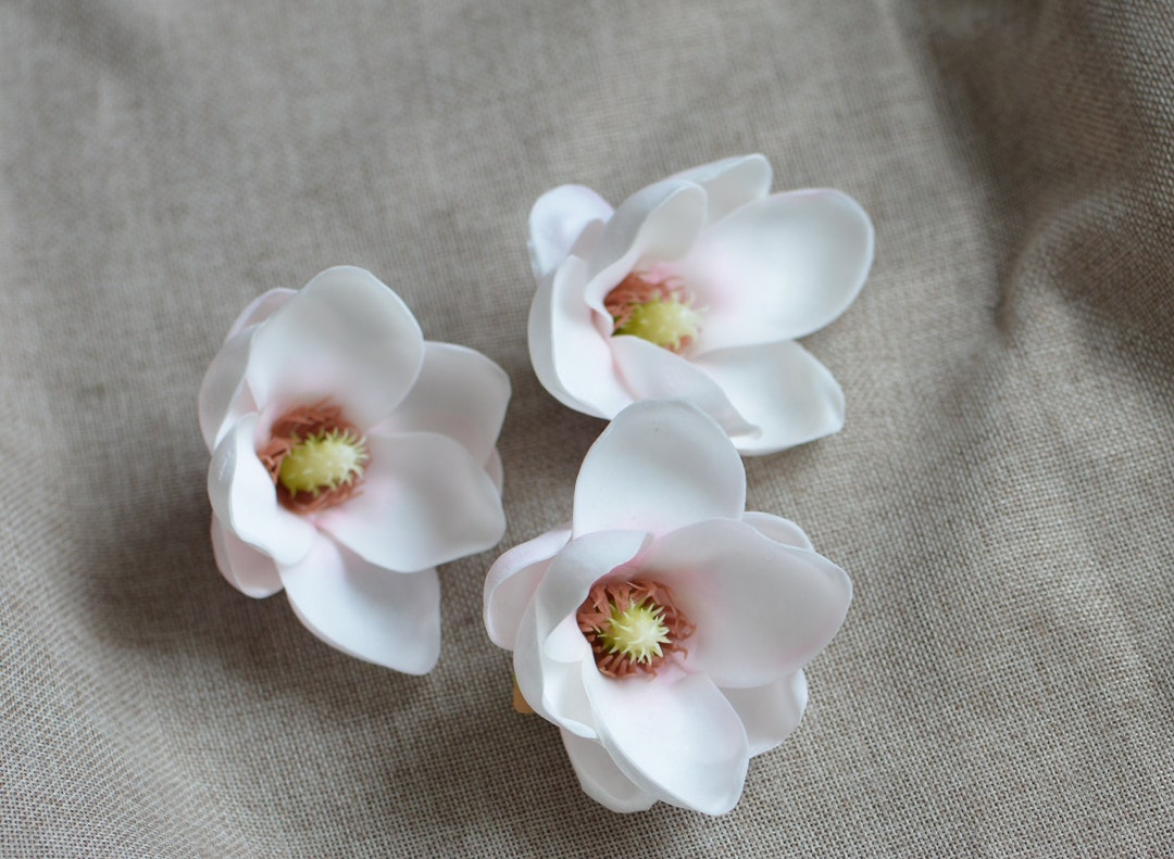 Real Touch Magnolias Heads PU Magnolias Cake Toppers DIY Wedding ...