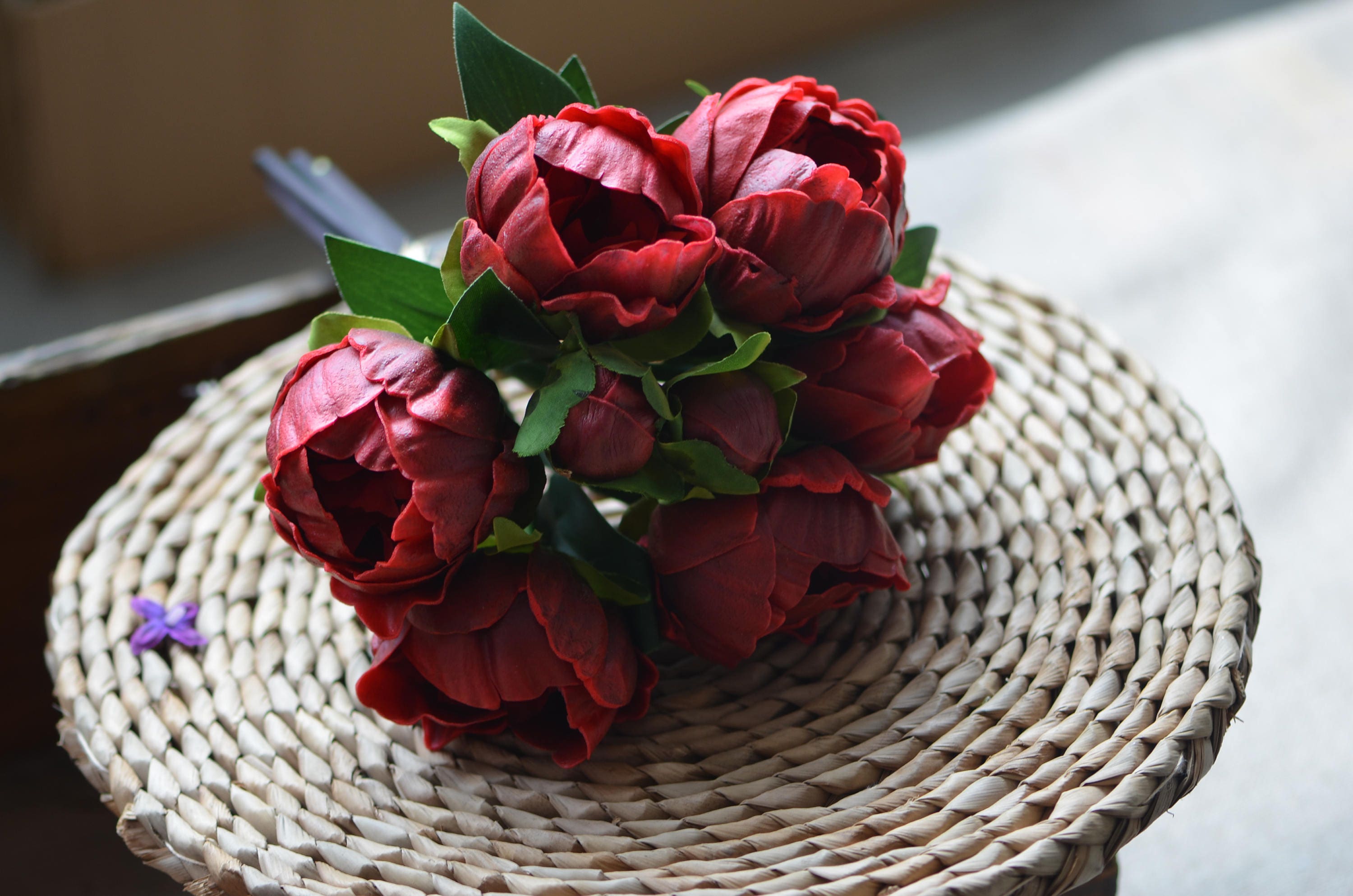 Darker Red Peonies Real Touch Peonies for DIY Wedding Bouquets | Etsy