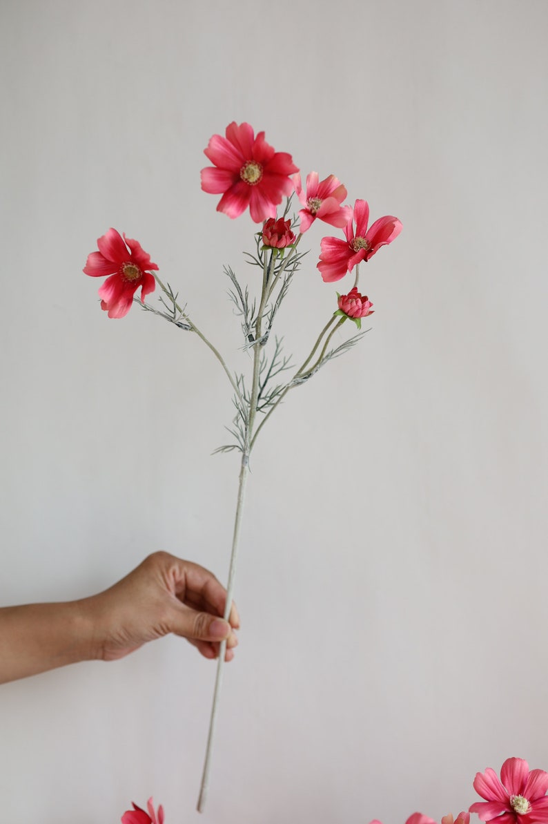 23.5" Hot Pink Fake Cosmos Wildflowers Branch, Spring Summer Plant, DIY ...