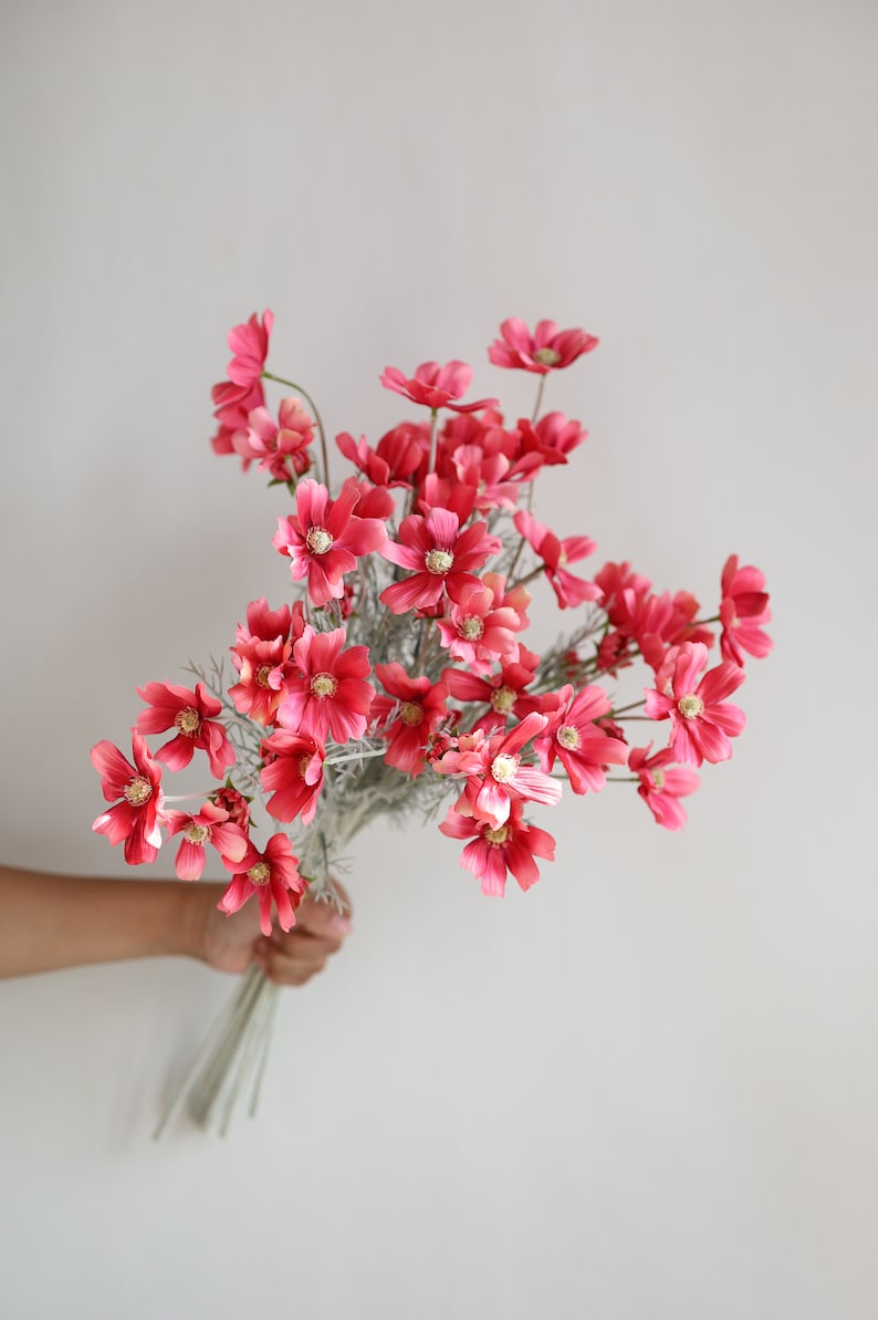 23.5" Hot Pink Fake Cosmos Wildflowers Branch, Spring Summer Plant, DIY ...