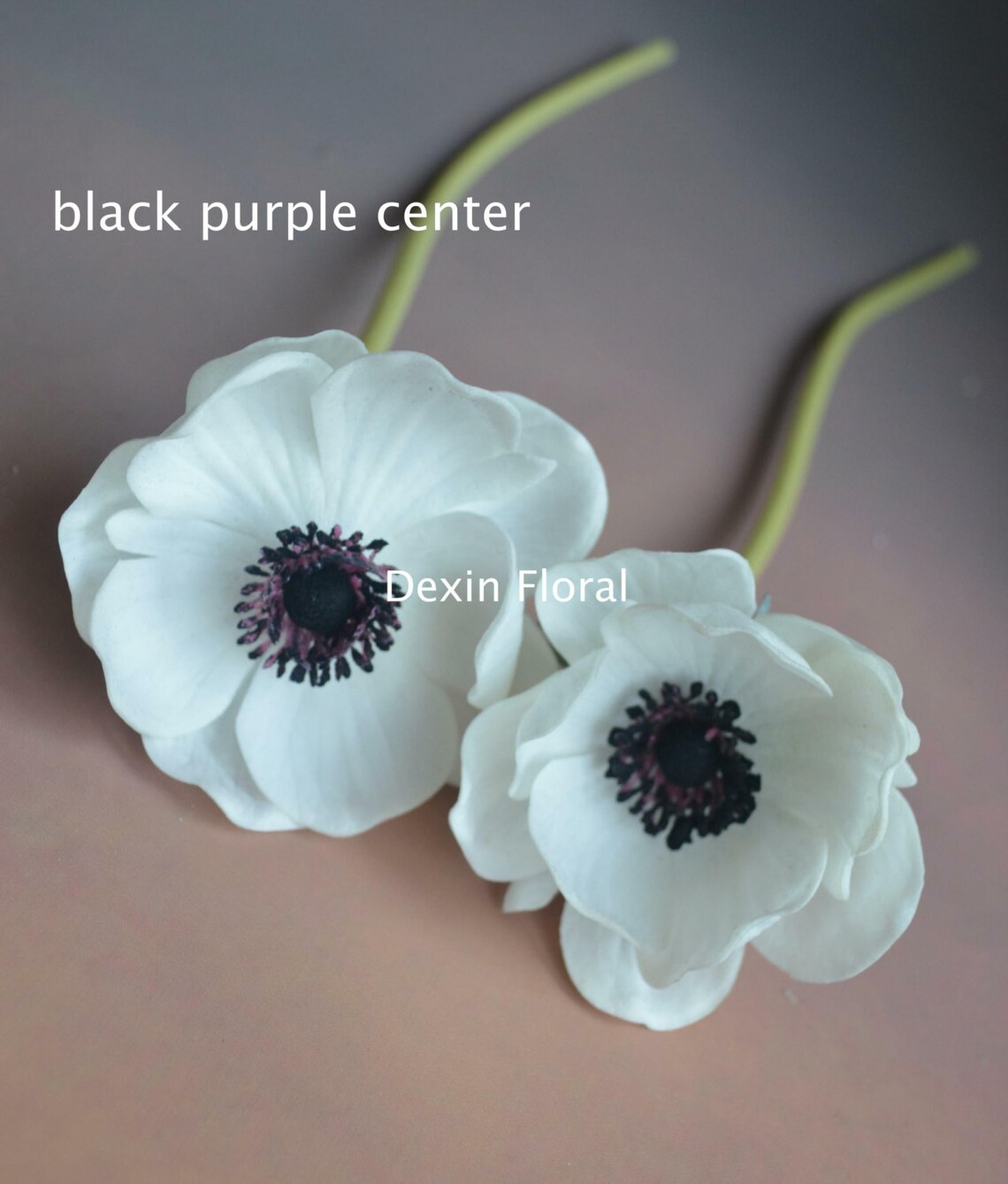 White Anemones Natural Real Touch Flowers Single Stem DIY Silk | Etsy