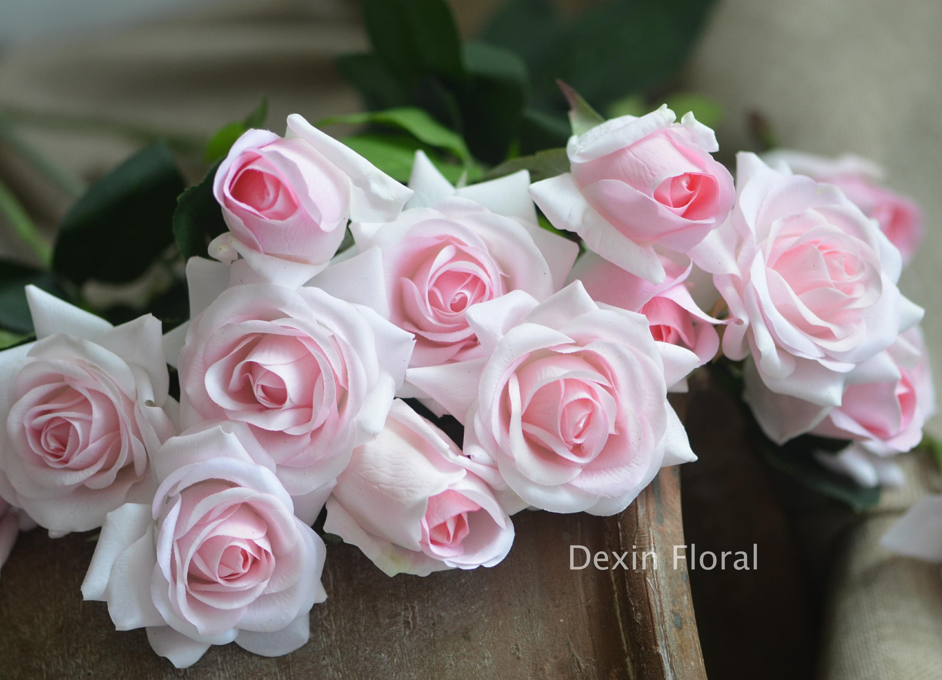 Real Touch Pale Pink Roses Buds Silk Roses DIY Wedding Flowers - Etsy