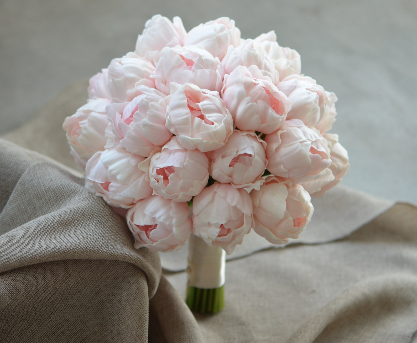 Pale Pink Peonies Bridal Bouquet Groom Boutonniere Real Touch Flowers ...