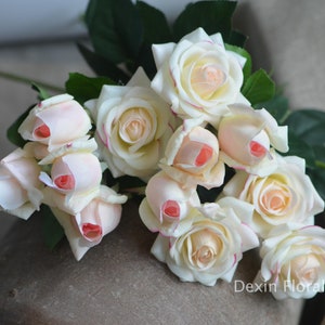 Real Touch Light Blush Roses Buds Silk Roses DIY Wedding Flowers Silk ...