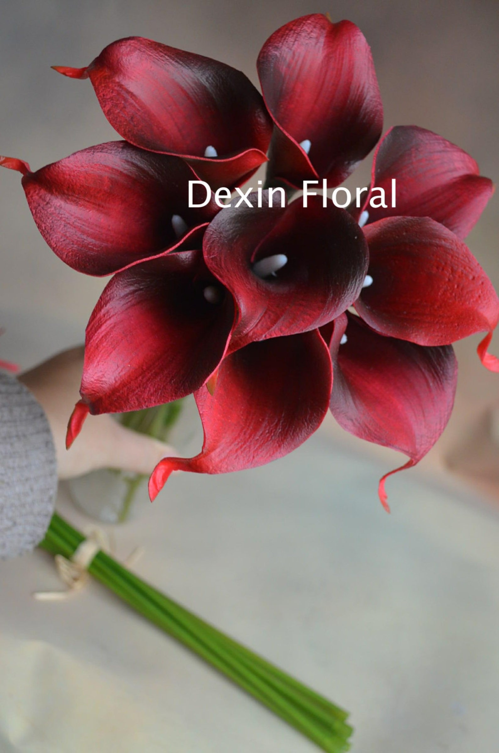 Dark Red Calla Lilies Real Touch Flowers DIY Silk Wedding Bouquets ...