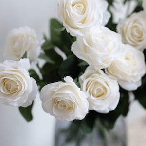 17" Morandi White Real Touch Roses, Aritificial Flowers, DIY Florals ...