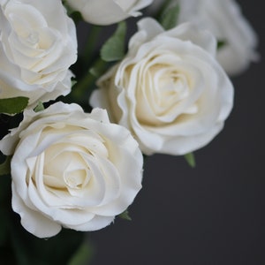 17" Morandi White Real Touch Faux Roses, Aritificial Flowers, Special ...