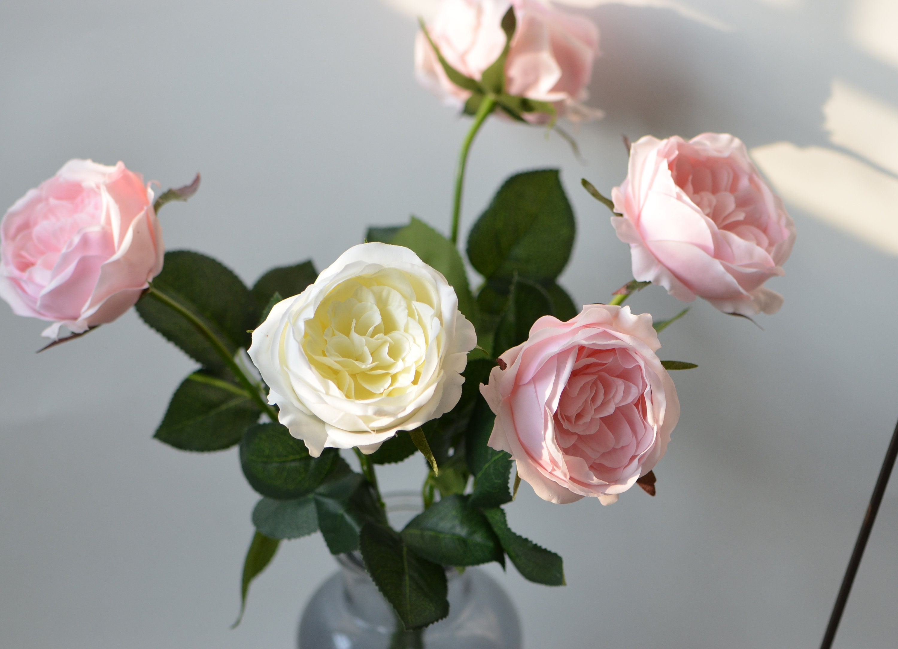 Ivory Pink Cabbage Roses Real Touch Roses DIY Silk Bridal | Etsy