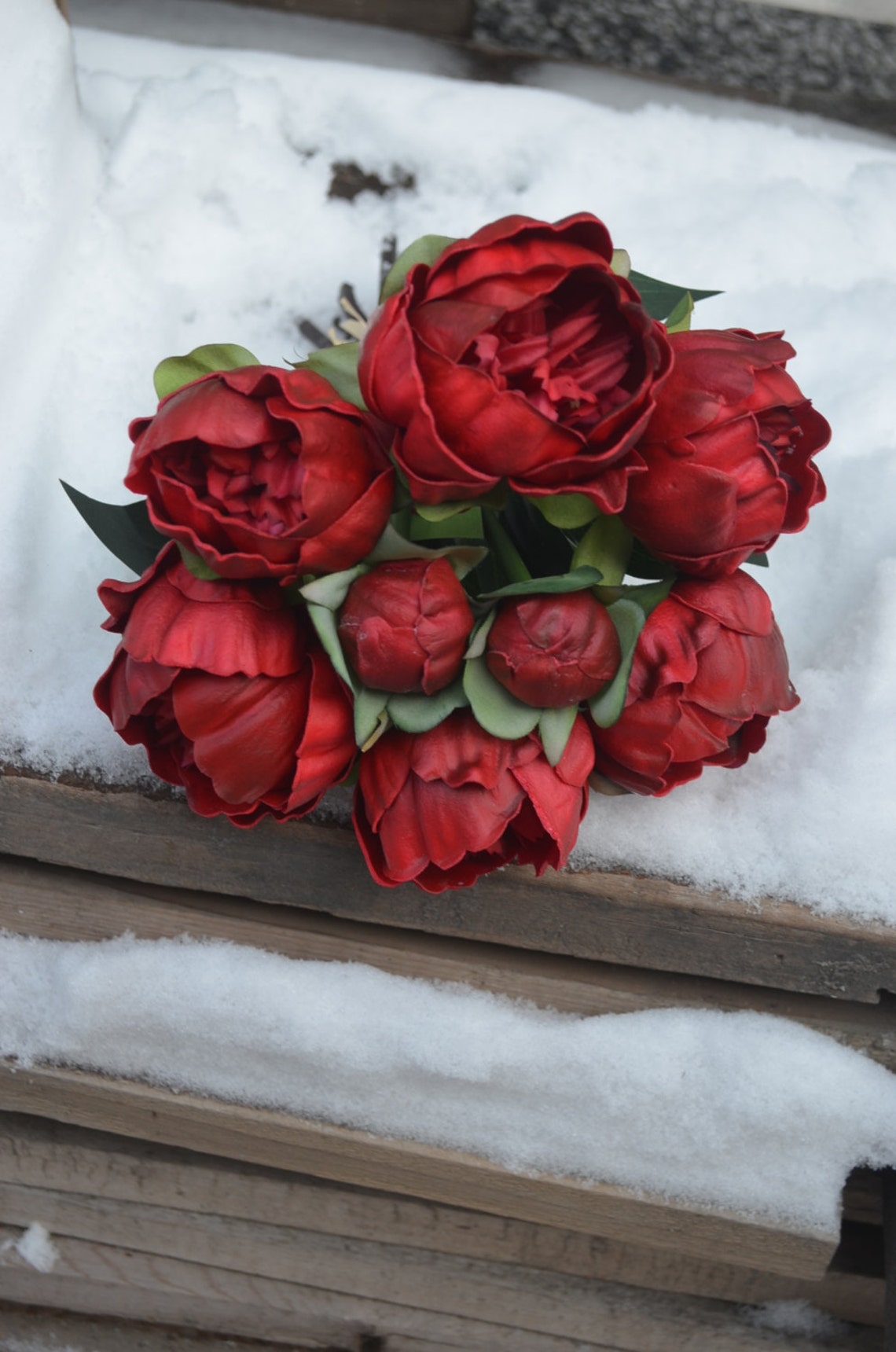 Red Peonies Hoilday Centerpieces Real Touch Peonies Flowers | Etsy
