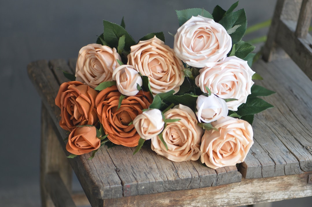 27.5" Morandi Color Real Touch Faux Garden Roses, Artificial DIY ...