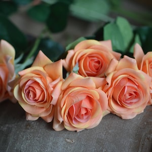 Orange Real Touch Silk Roses DIY Wedding Bouquets Silk Bridal Bouquets ...