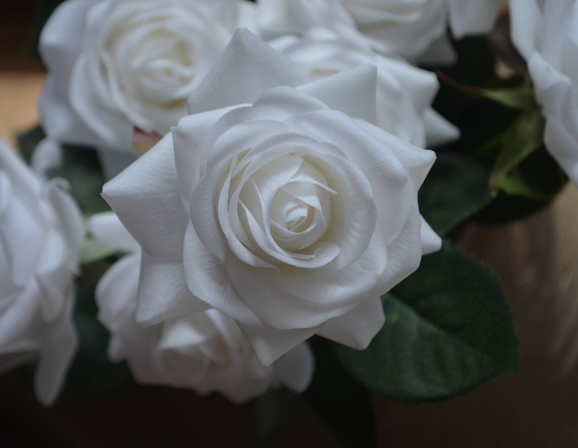 Bright White Roses Real Touch Flowers Silk Latex Roses DIY - Etsy