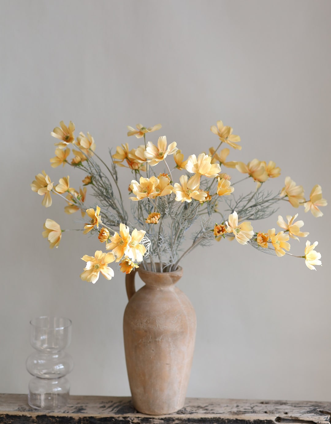 23.5" Fake Cosmos Wildflowers Branch in Soft Yellow & Champagne, Spring ...