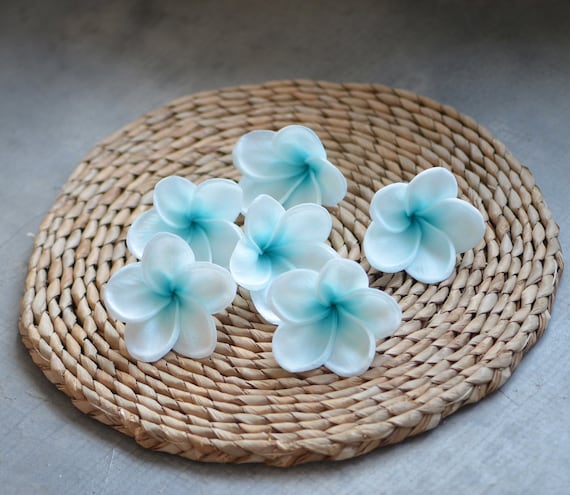Aqua Blue Center Plumerias Natural Real Touch Flowers - Etsy