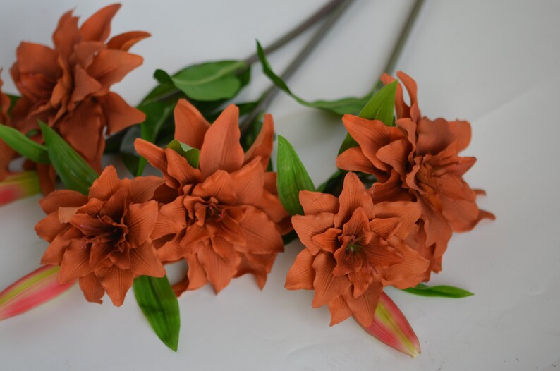 Burnt Orange Garden Lily Real Touch Rust Lily Artificial - Etsy