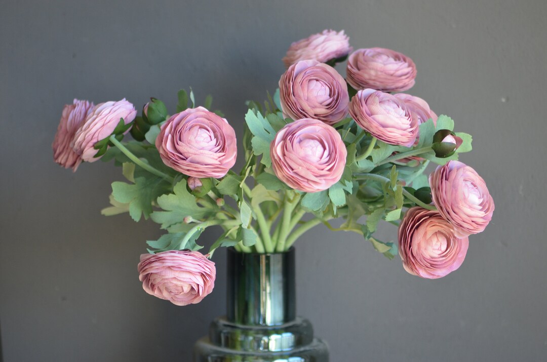 19 Dusty Pink Real Touch Faux Ranunculus, DIY Florals Gifts, Handmade ...