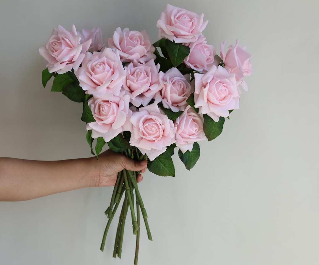 16" Baby Pink Real Touch Artificial Roses, DIY Florals | Wedding/home ...
