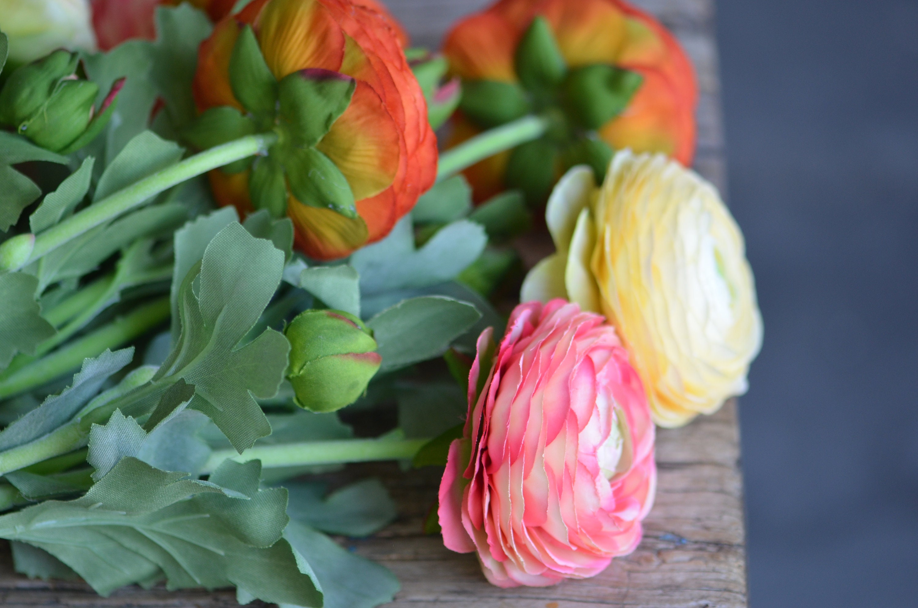 19 Artificial Ranunculus Soft Ranunculus Orange Pink - Etsy