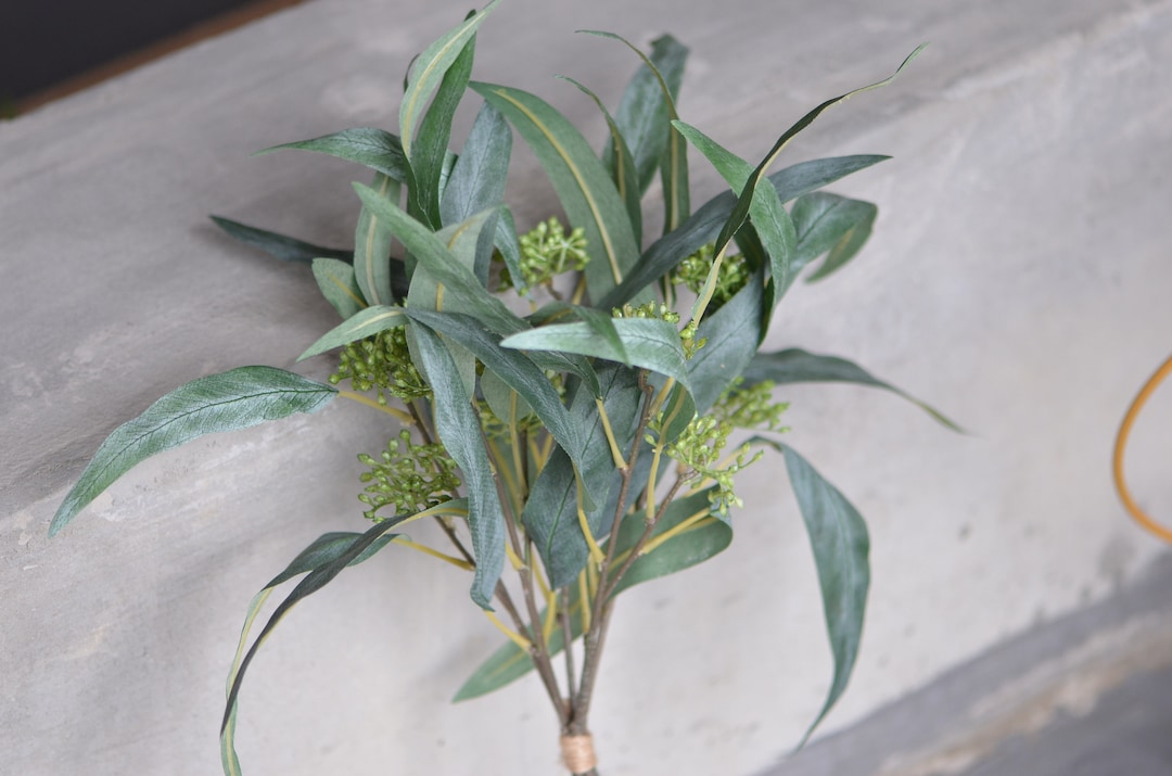 Willow Seeded Eucalyptus Bundle Vintage Green Artificial Eucalyptus ...