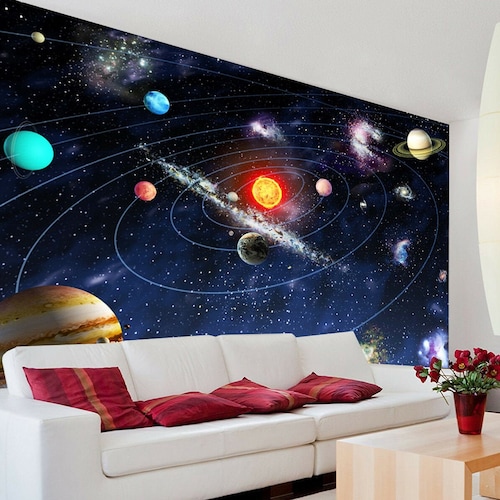 Space Stars Planets Solar System Wallpaper Mural Photo - Etsy