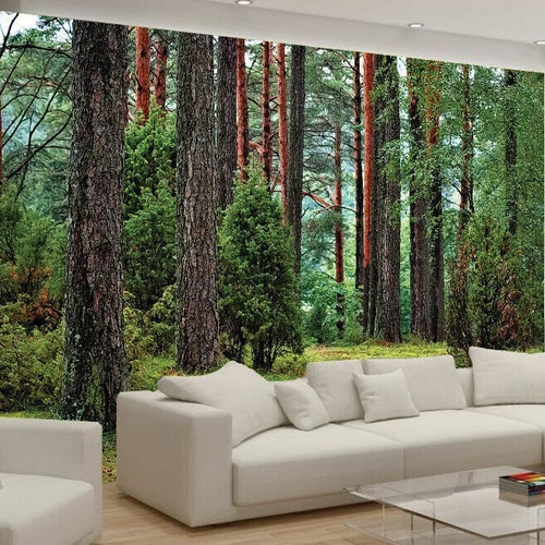 Tree Leaves Forest Photo Wallpaper Picture Sunny Mural Home - Etsy