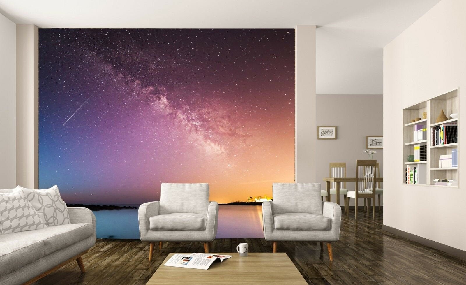Space Galaxy Stars Planets Night Sky Wallpaper Murals Shooting Star ...