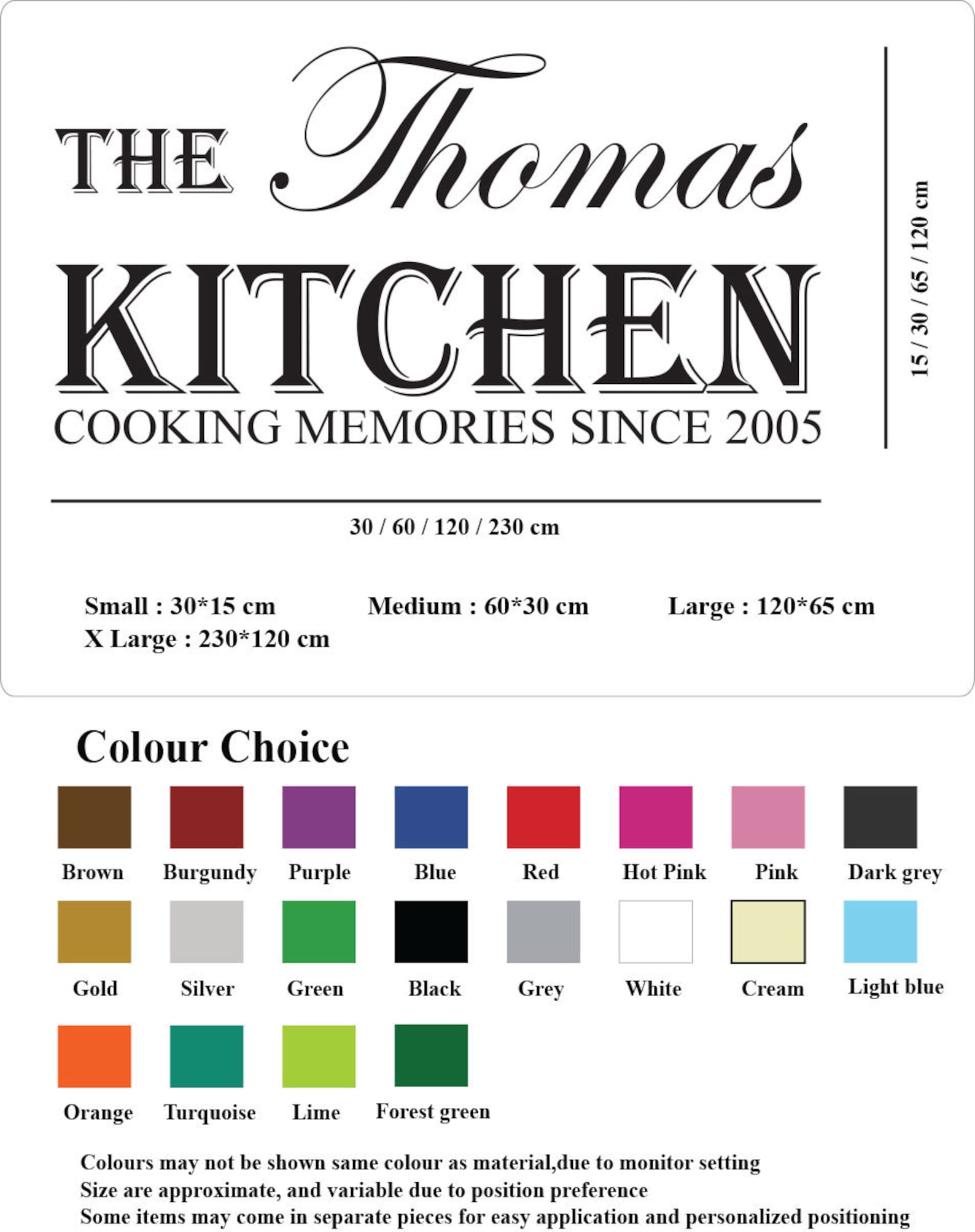 Personalized Kitchen Name Art Wall Sticker Quotes Wall | Etsy