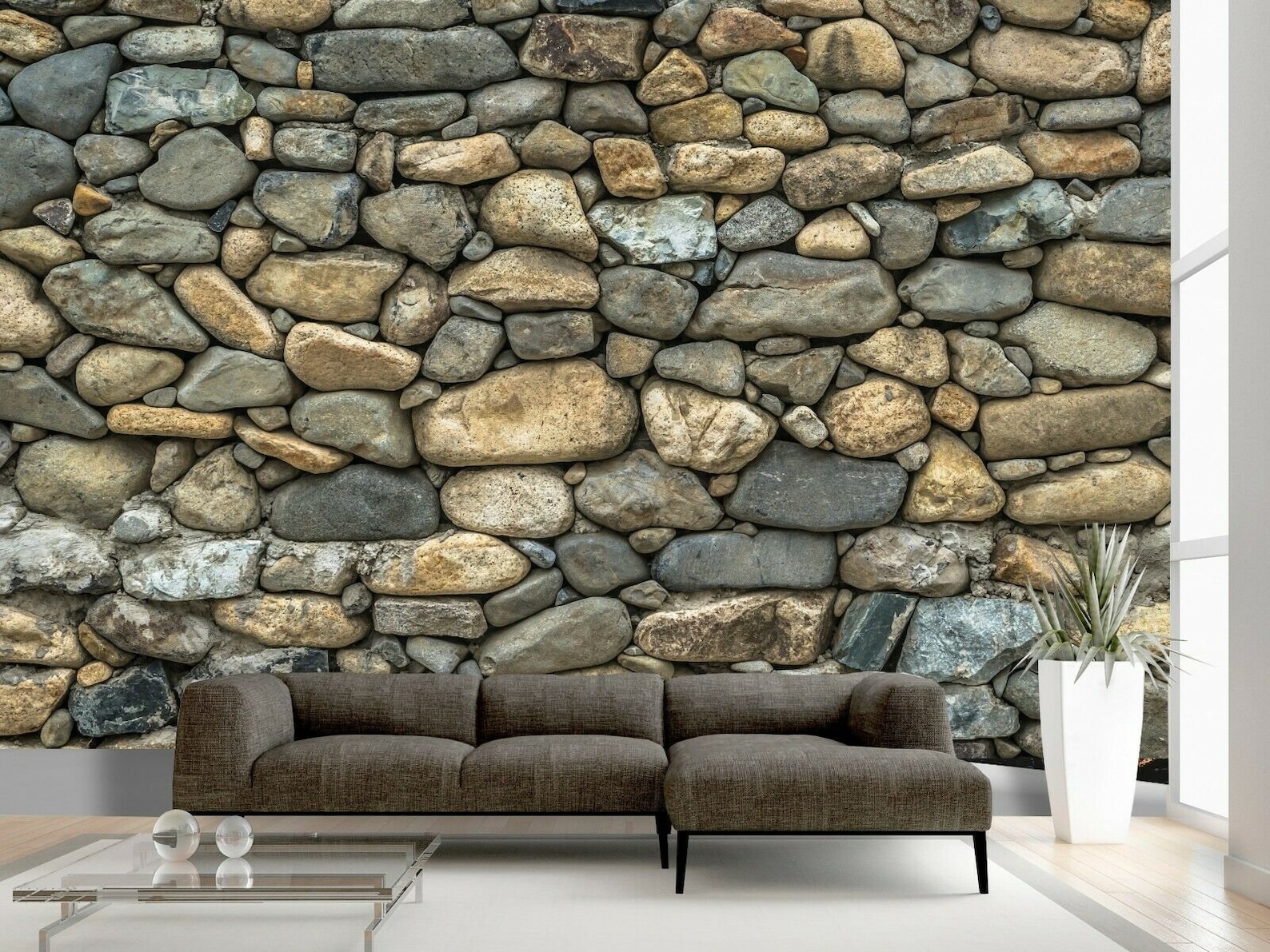 Stone Bricks Rocks Wall Wallpaper Mural Photo Background Home Poster ...