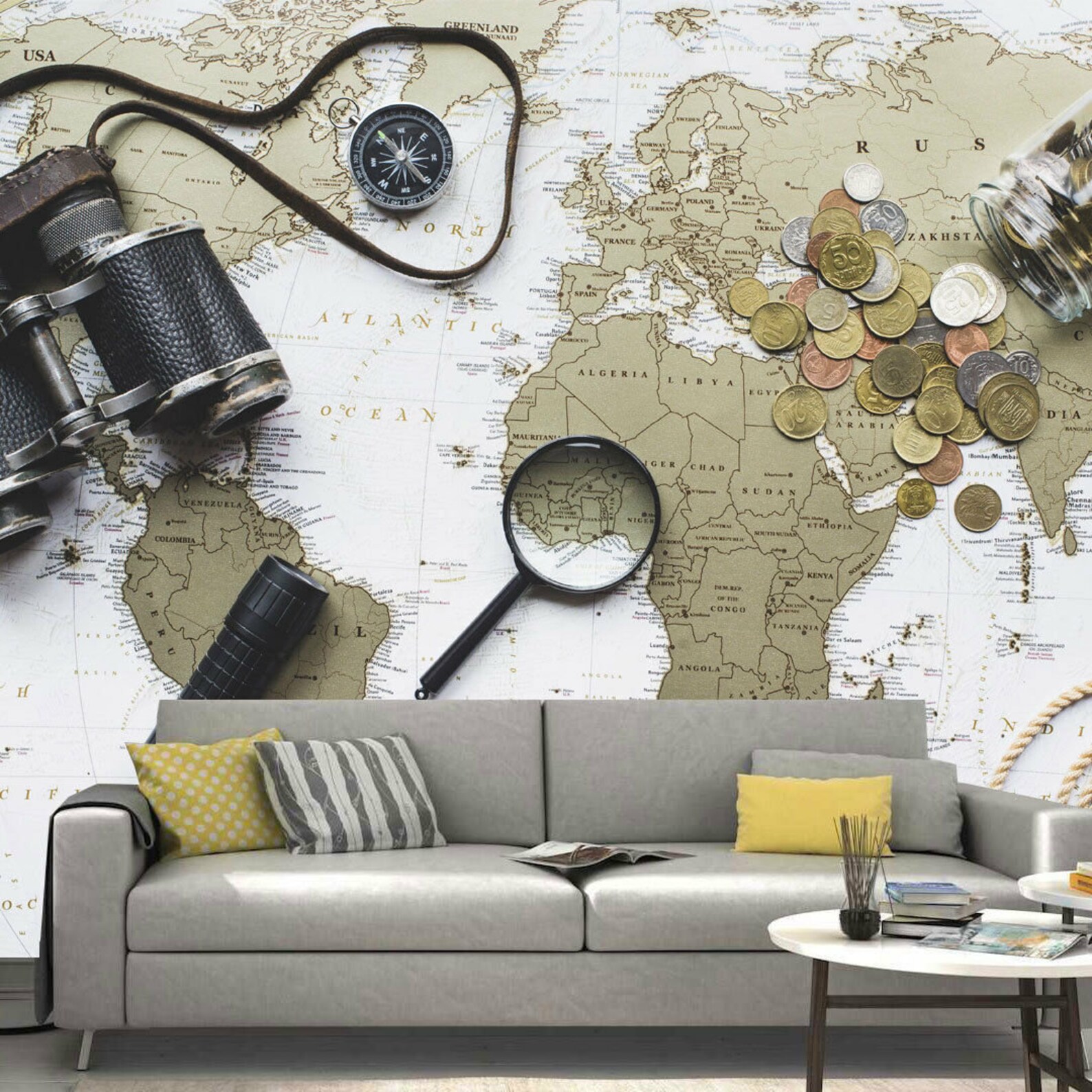 Travel Tour Vintage World Map Wallpaper Mural Photo Kids Room - Etsy