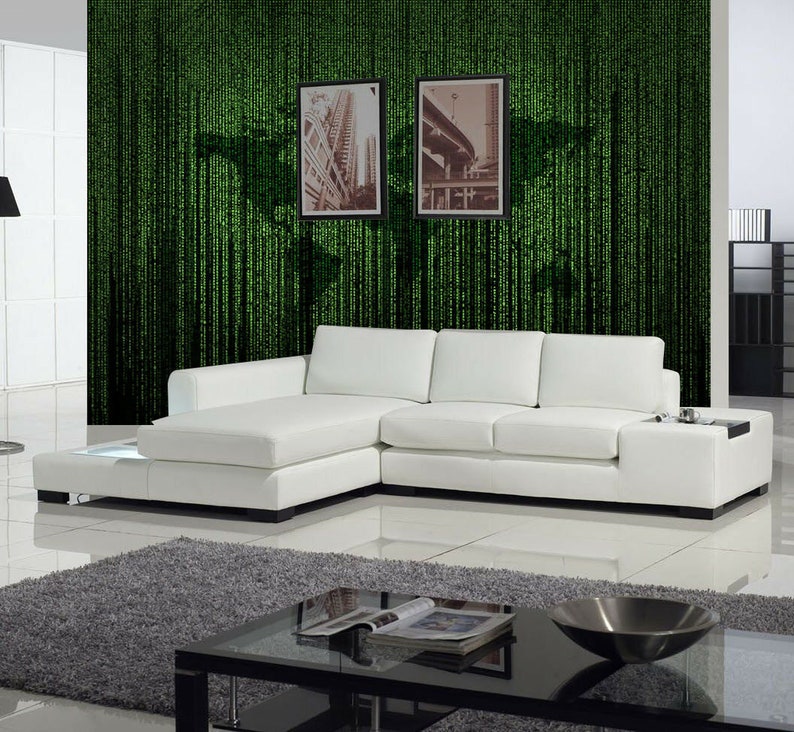 Matrix Code World Map Photo Wallpaper Wall Mural Home Bedroom - Etsy