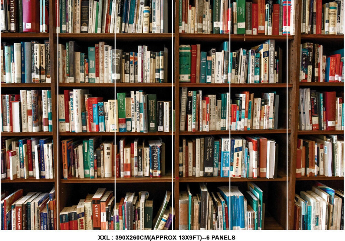 Bookcase Library Book Shelve Wallpaper Mural Photo Home Poster - Etsy