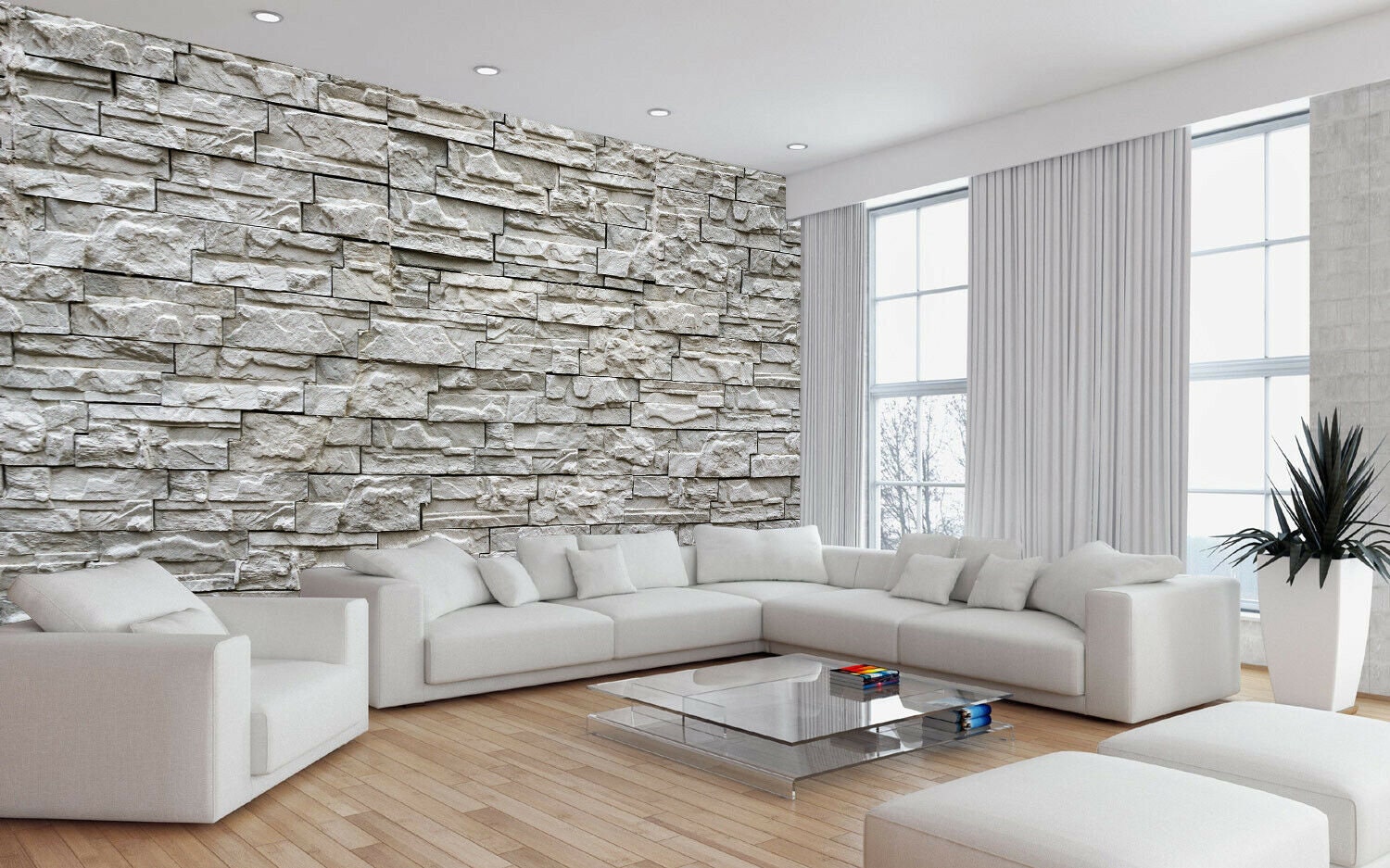 Stone Bricks Wall Wallpaper Mural Photo Background Home Poster - Etsy ...