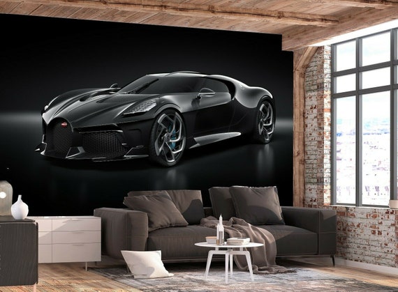 Super Sports Car Black Car Wallpaper Mural Photo Poster | Etsy