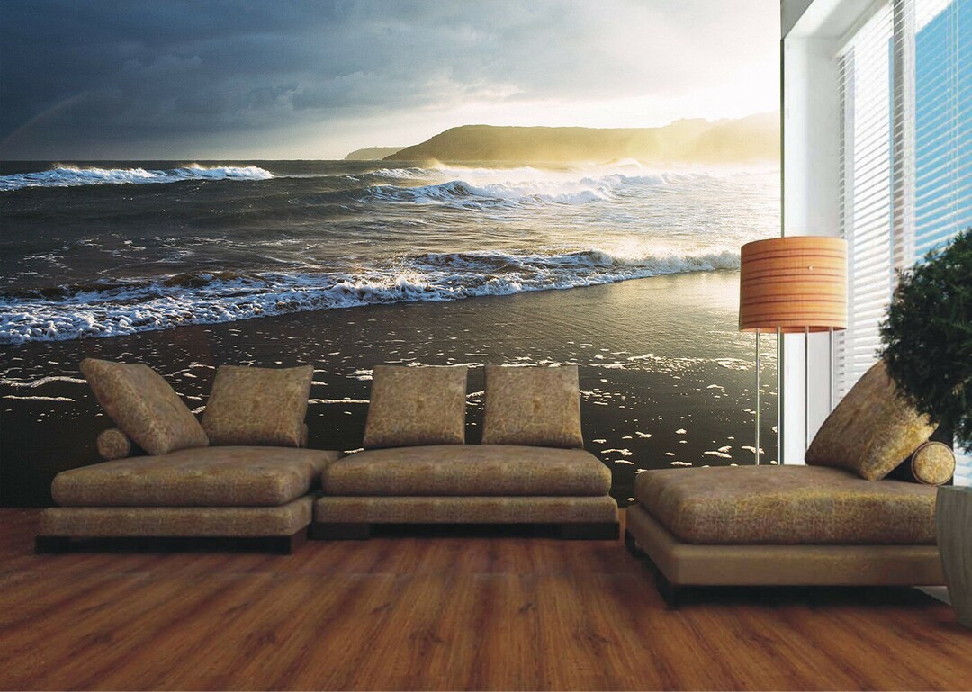 Sea Wave Beach Sand Ocean Photo Wallpaper Wall Mural Home Bedroom ...