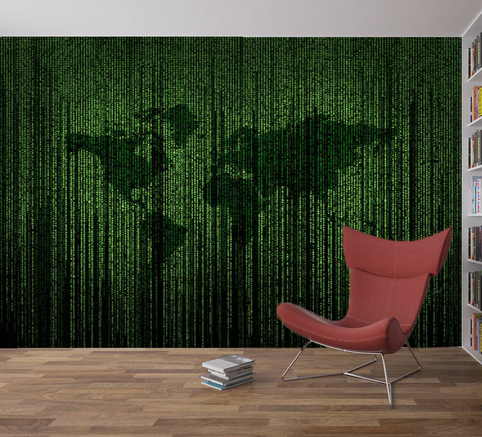Matrix Code World Map Photo Wallpaper Wall Mural Home Bedroom ...