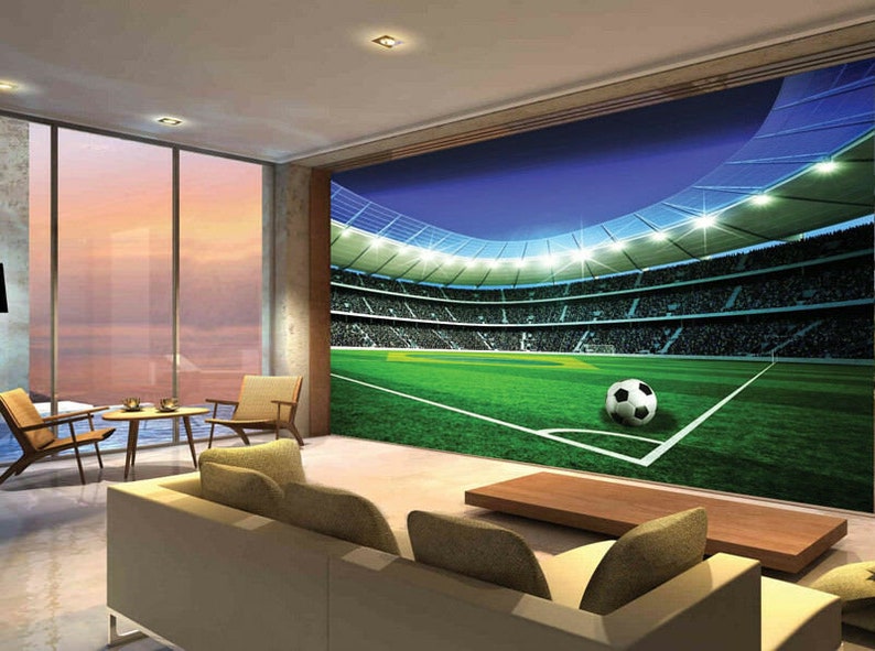 Football Stadium Pitch Sports Wall Mural Photo Wallpaper Kids | Etsy